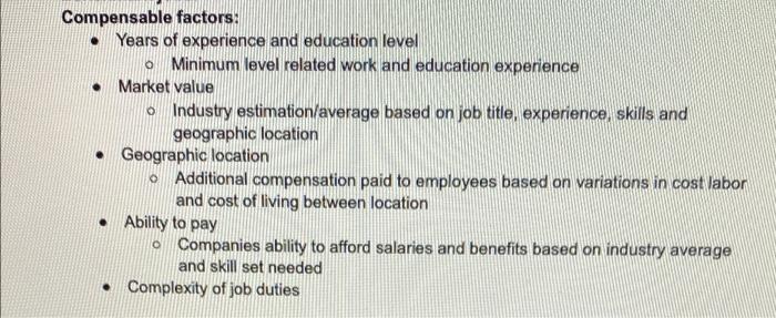 1. Determine point values for each compensable | Chegg.com
