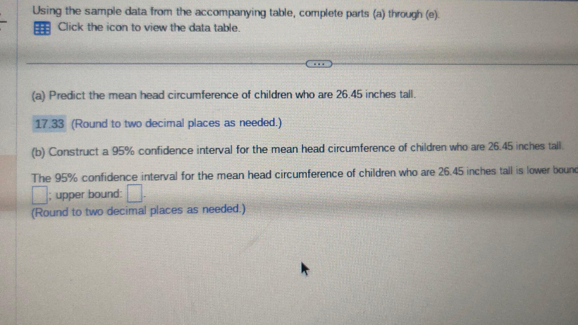 Solved Using the sample data from the accompanying table, | Chegg.com