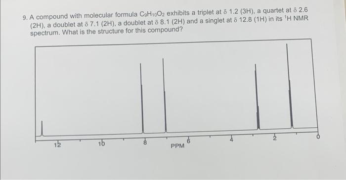 Solved 9. A compound with molecular formula C9H10O2 exhibits | Chegg.com
