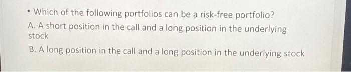 Solved - Which of the following portfolios can be a | Chegg.com