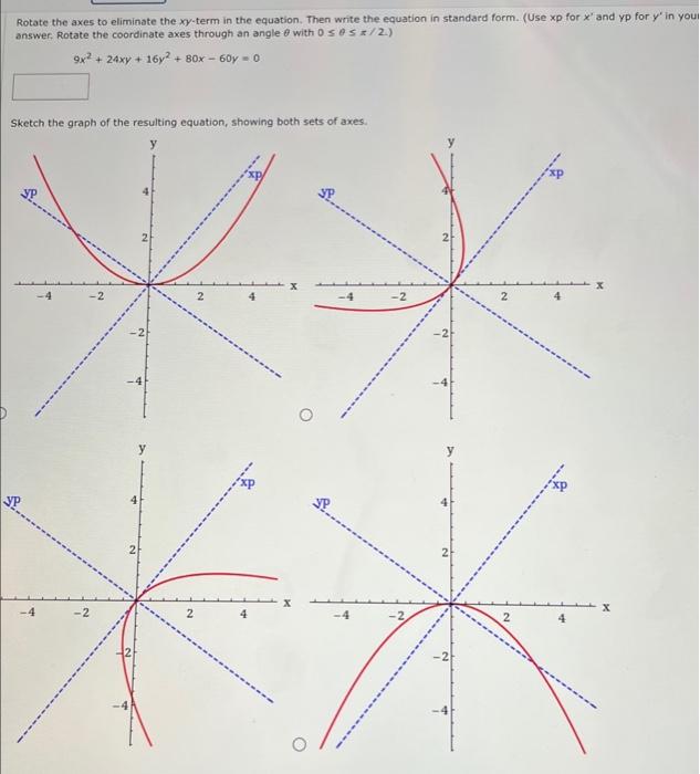 Solved Rotate the axes to eliminate the xy-term in the | Chegg.com