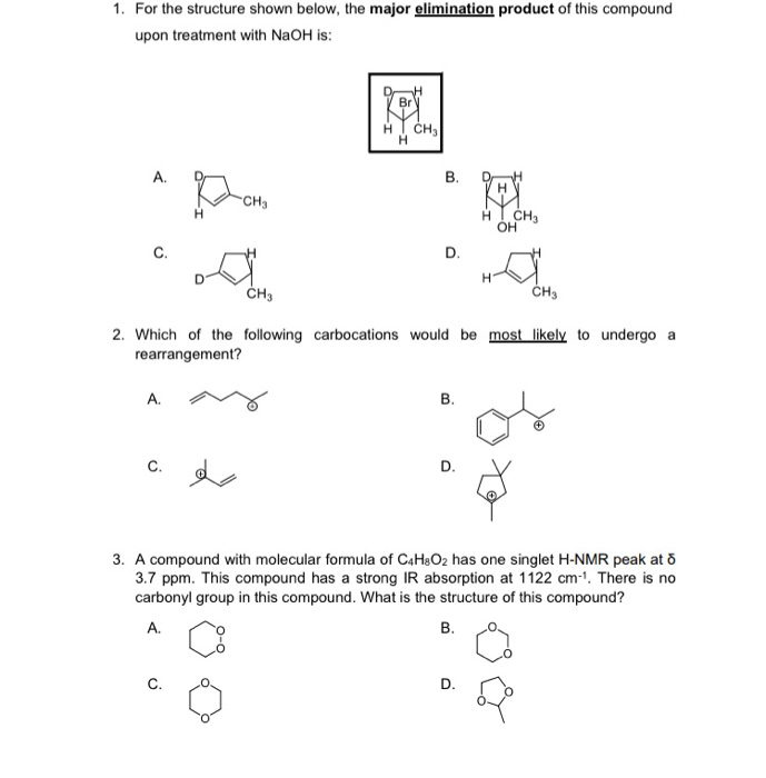 Solved 1. For the structure shown below, the major | Chegg.com