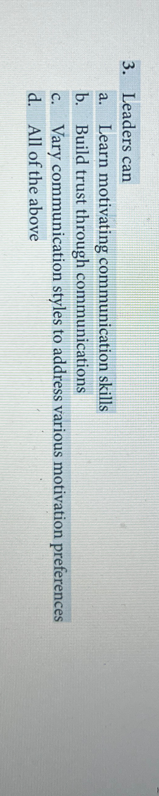 Solved Leaders cana. ﻿Learn motivating communication | Chegg.com