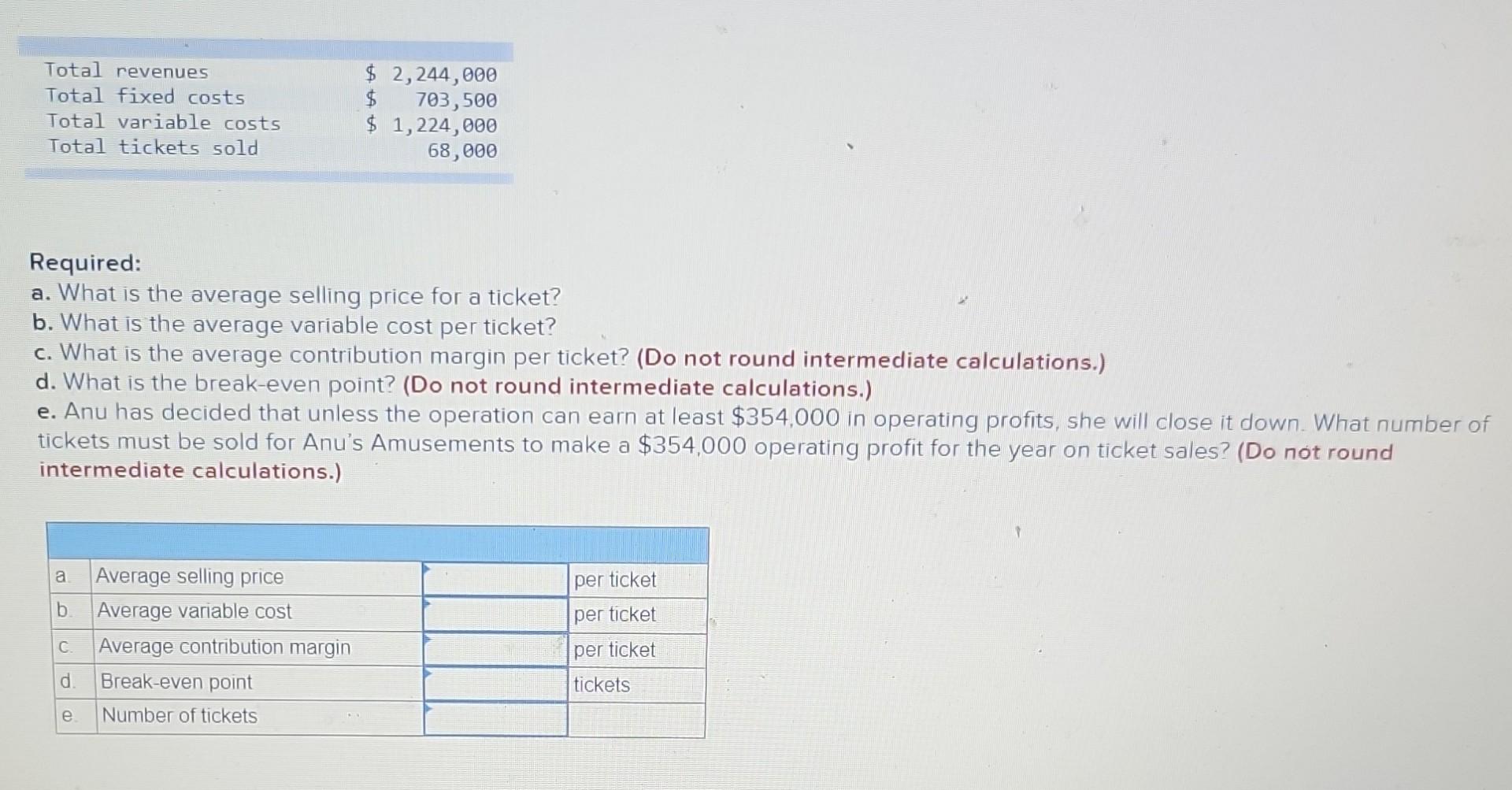 Solved Required: a. What is the average selling price for a | Chegg.com