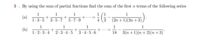 Solved 3. By using the sum of partial fractions find the sum | Chegg.com
