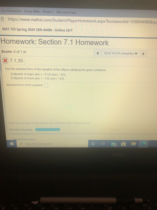 Solved Do Homework - Tracey Willis - Profile 1 - Microsoft | Chegg.com