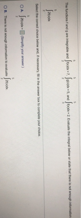 Solved 5 5 The Functions F And G Are Integrable And Xdx 7