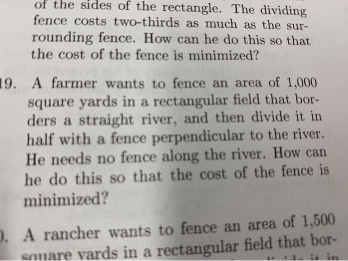 Solved of the sides of the rectangle. The dividing fence | Chegg.com