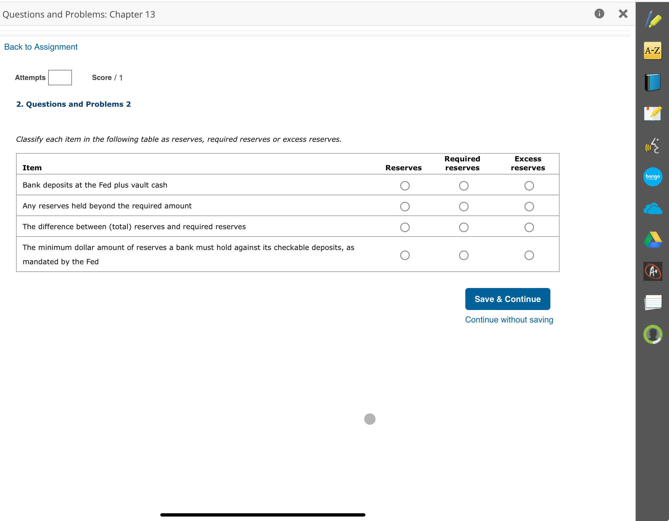 Solved Classify each item in the following table as | Chegg.com