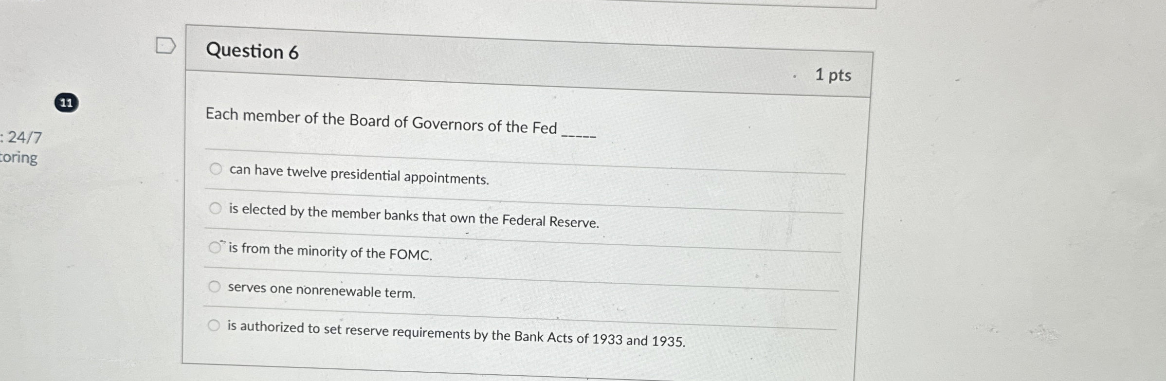 Solved Question 61 ﻿pts11Each member of the Board of | Chegg.com