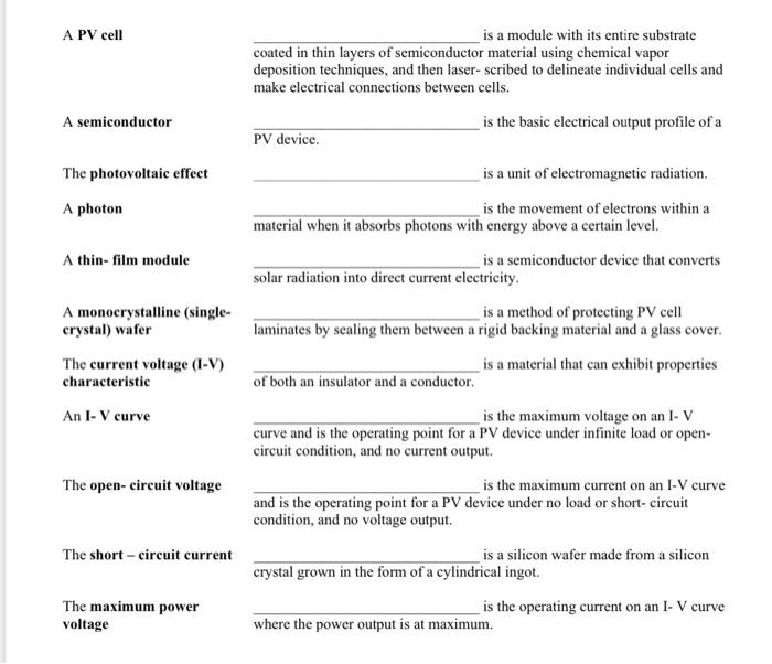 Solved A PV cell is a module with its entire substrate | Chegg.com