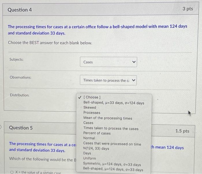 Solved The processing times for cases at a certain office | Chegg.com