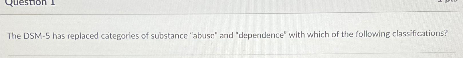 Solved The DSM-5 ﻿has replaced categories of substance | Chegg.com