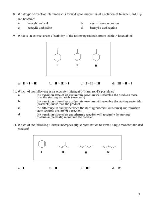 Solved 8. What type of reactive intermediate is formed upon | Chegg.com