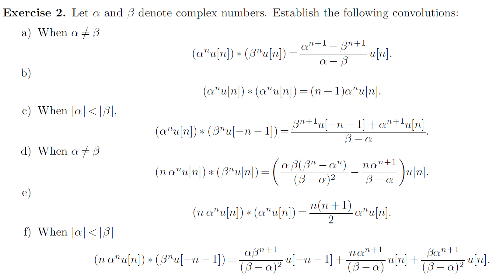 Solved Exercise 2. ﻿Let α ﻿and β ﻿denote complex numbers. | Chegg.com