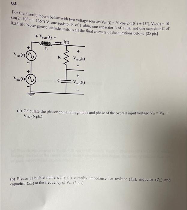 Solved For the circuit shown below with two voltage sources | Chegg.com