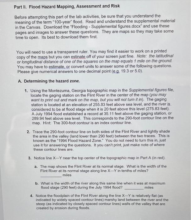 Solved Part II. Flood Hazard Mapping, Assessment and Risk | Chegg.com