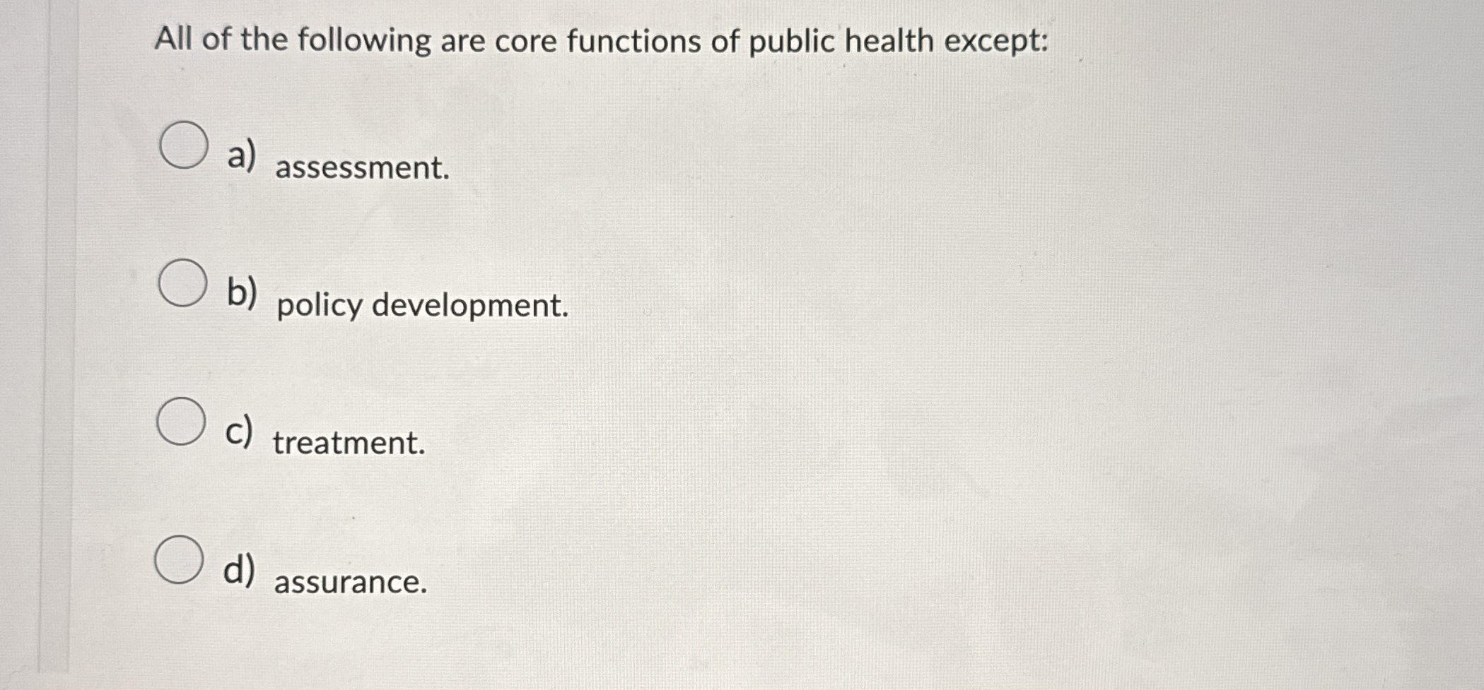 Solved All of the following are core functions of public | Chegg.com
