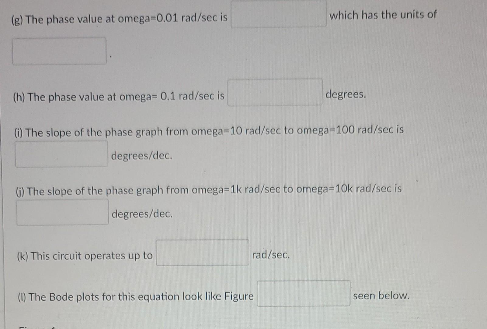 Solved Use the following equation to create the Bode Plots. | Chegg.com