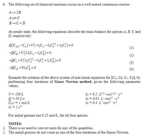 b. ﻿The following set of chemical reactions occurs in | Chegg.com