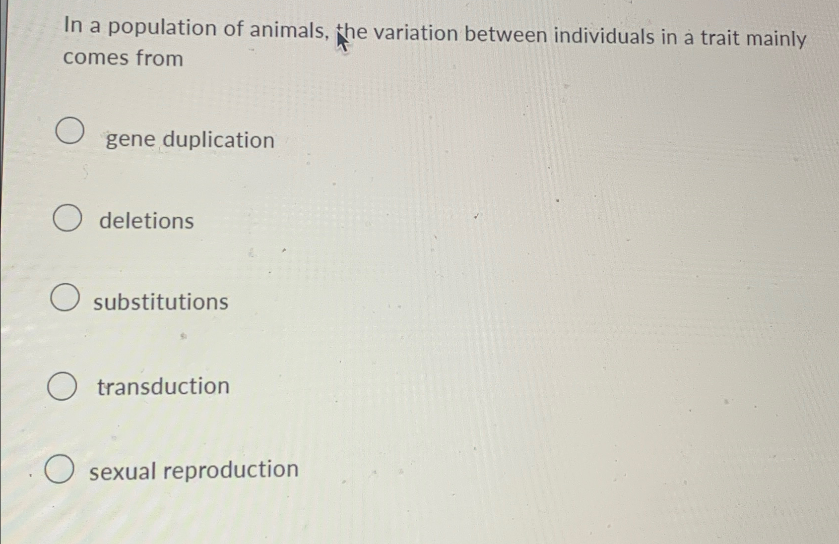 Solved In a population of animals, the variation between | Chegg.com
