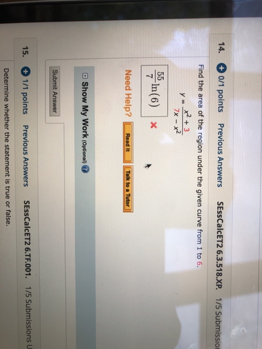 Solved 14. + 0/1 points Previous Answers SEssCalcET2 | Chegg.com Solved 14. + 0/1 points Previous Answers SEssCalcET2 | Chegg.com