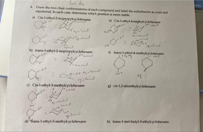 Solved 4. Draw the two chair conformations of each compound | Chegg.com