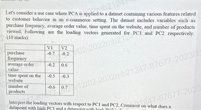 Solved Let's consider a use case where PCA is applied to a | Chegg.com