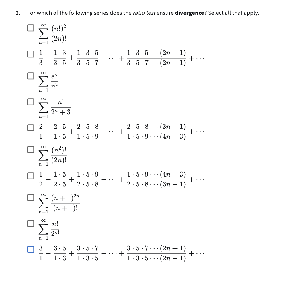 Solved For which of ﻿the following series does the ratio | Chegg.com