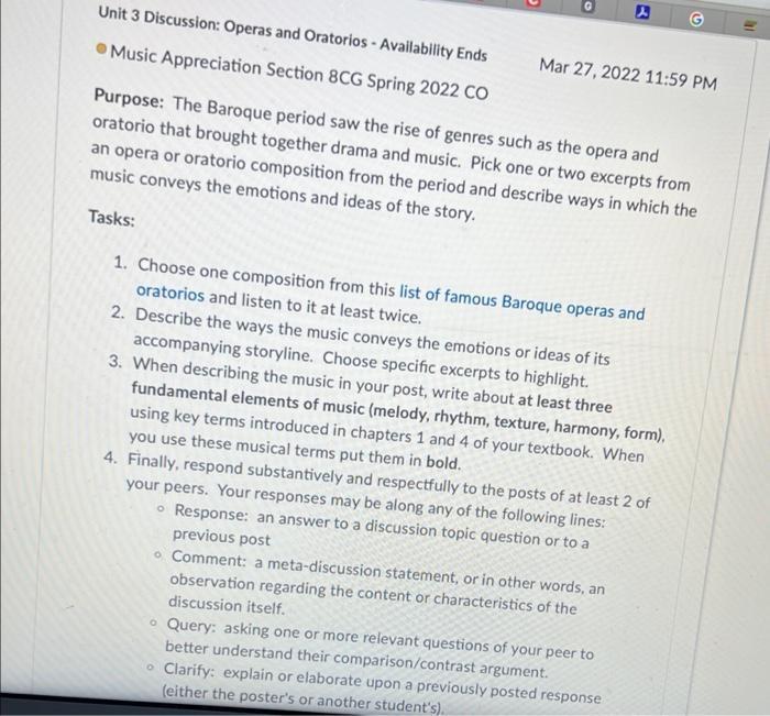 Music Appreciation Section 8CG Spring 2022 CO | Chegg.com