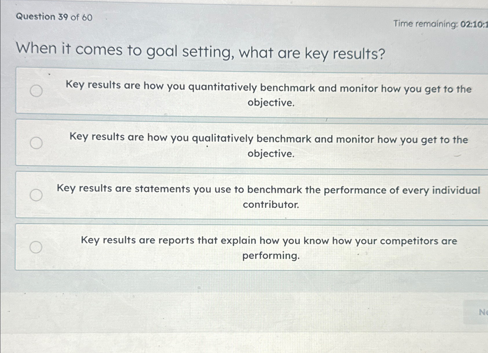 Solved Question 39 ﻿of 60Time remaining: 02:10:When it comes | Chegg.com