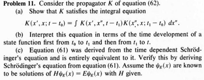 Solved Problem 11. Consider the propagator K of equation | Chegg.com