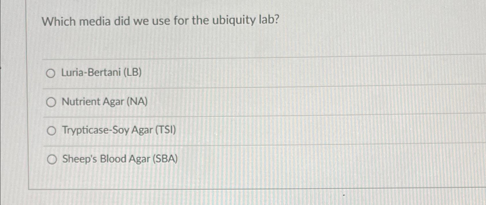 Solved Which media did we use for the ubiquity | Chegg.com
