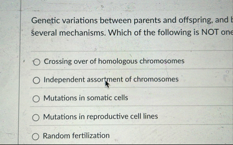 Solved Genetic variations between parents and offspring, and | Chegg.com