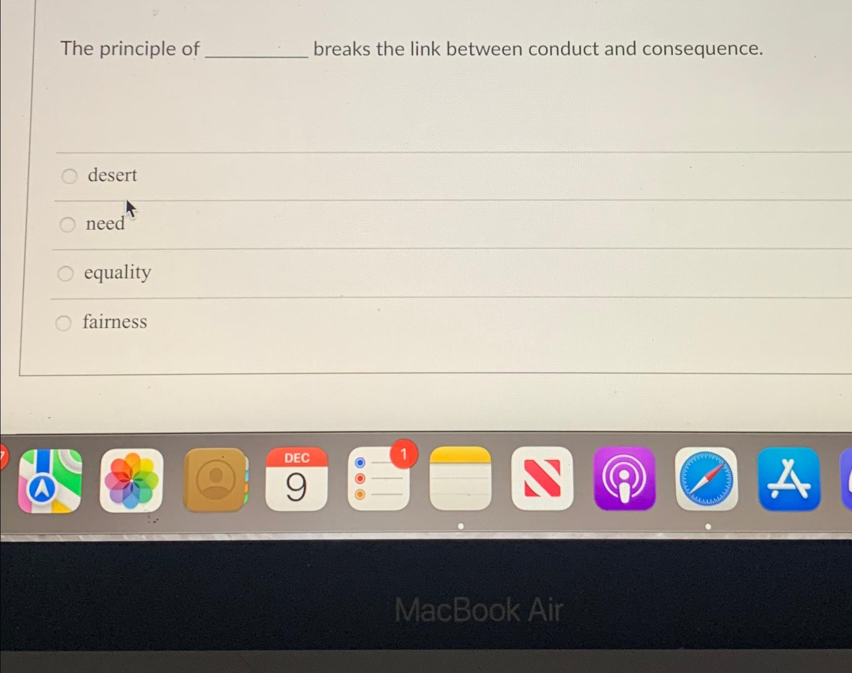 Solved The principle of breaks the link between conduct and | Chegg.com