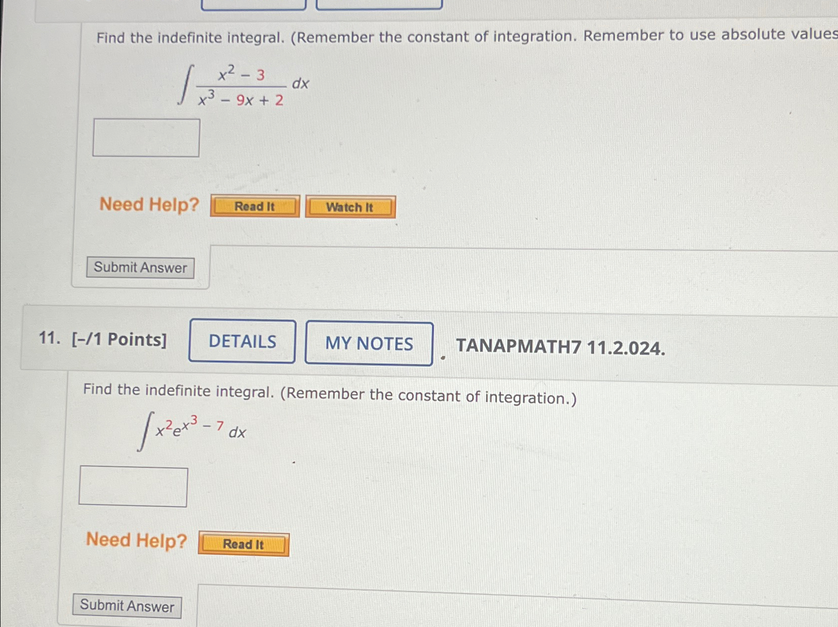 Find the indefinite integral. (Remember the constant | Chegg.com