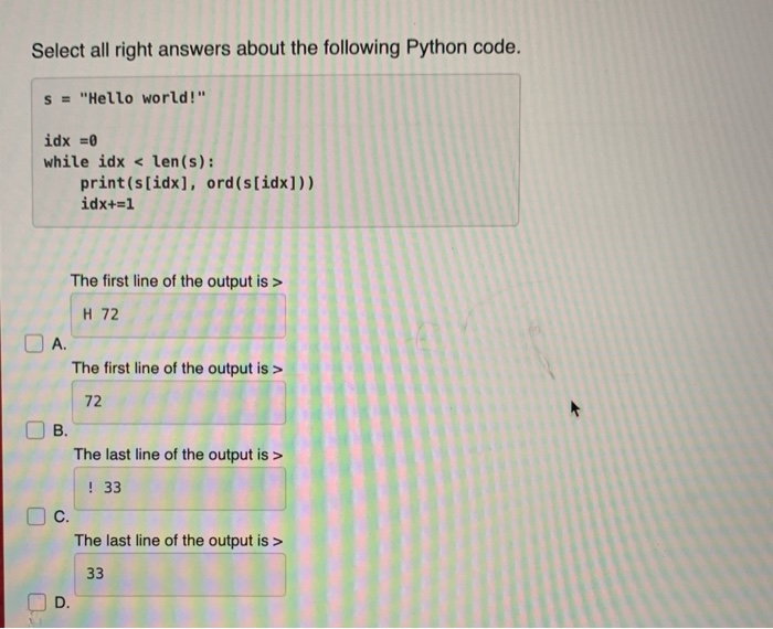 Solved Select all right answers about the following Python | Chegg.com