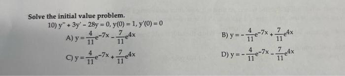 Solved Solve the initial value problem. 10) | Chegg.com