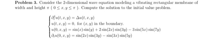 Solved Problem 3. Consider the 2-dimensional wave equation | Chegg.com