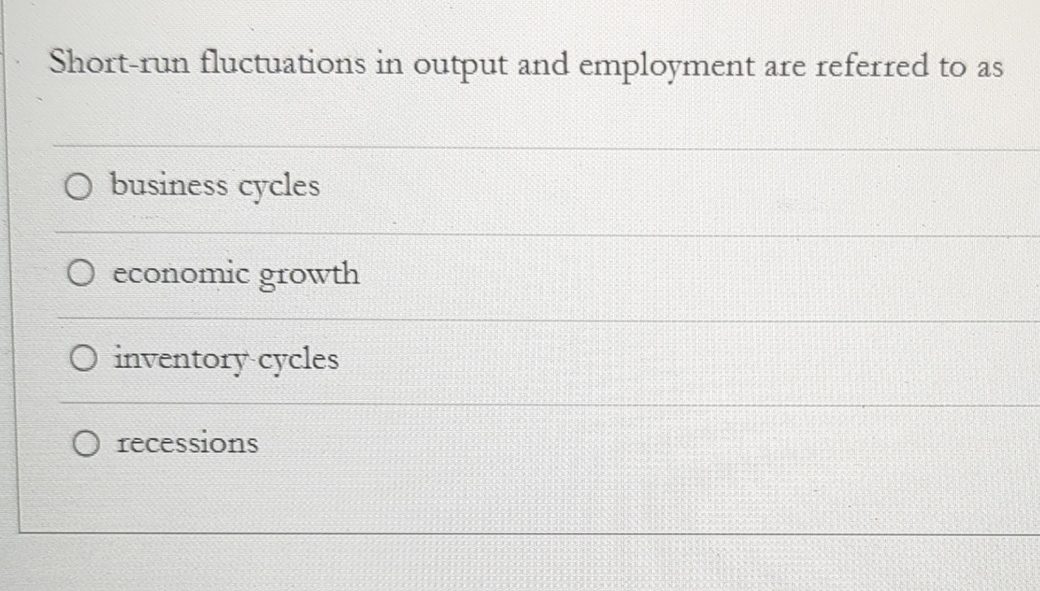 Solved Short-run fluctuations in output and employment are | Chegg.com