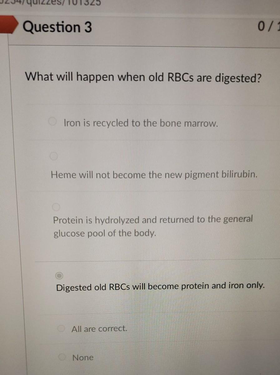 Solved Question 3 0/1 What will happen when old RBCs are | Chegg.com