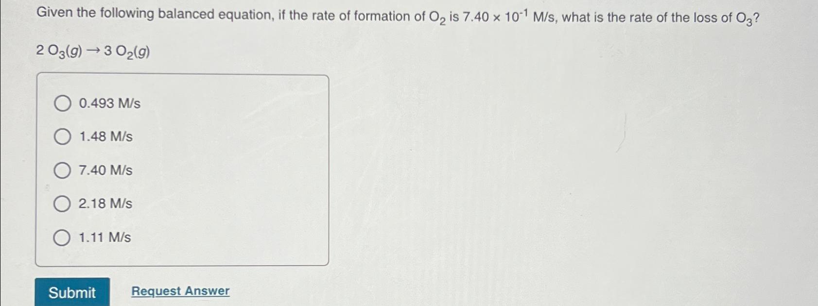 Solved Given the following balanced equation, if the rate of | Chegg.com