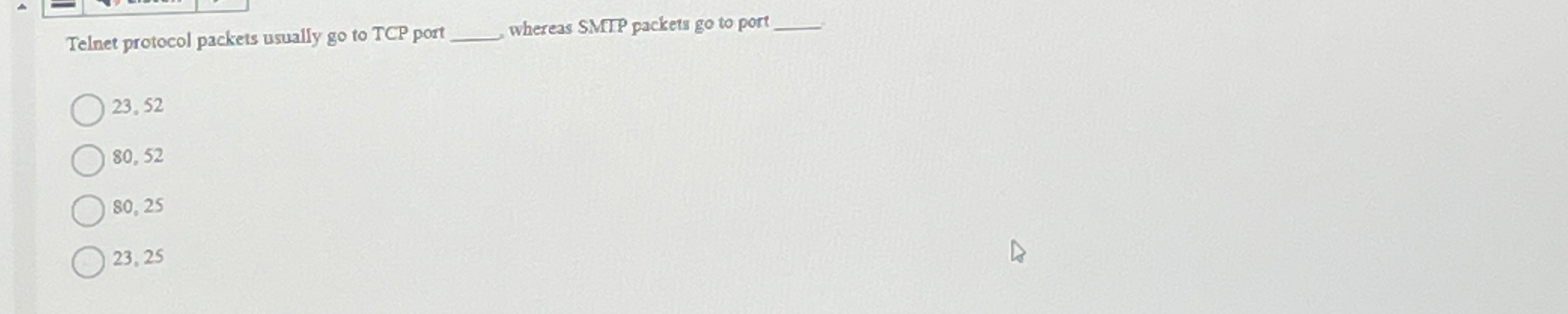 Solved Telnet protocol packets usually go to TCP port | Chegg.com
