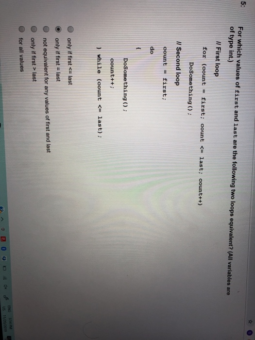Solved 5: For which values of first and last are the | Chegg.com