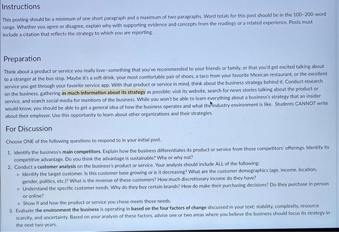 Solved Instructions This posting should be a minimum of one | Chegg.com