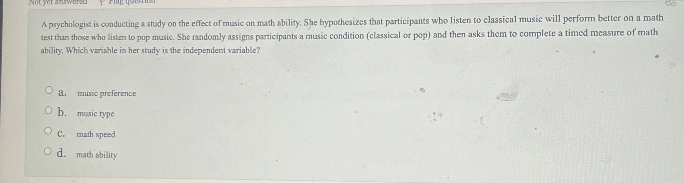 Solved A psychologist is conducting a study on the effect of | Chegg.com