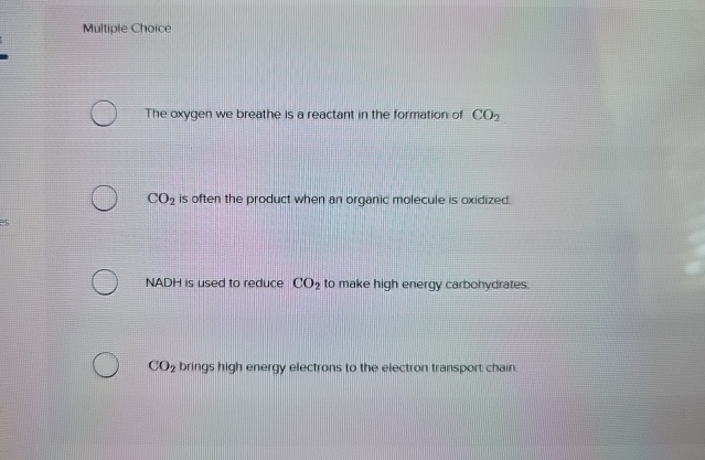 Solved Multiple ChoiceThe oxygen we breathe is a reactant in | Chegg.com