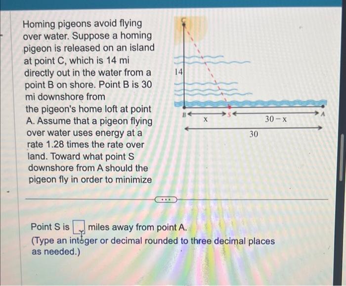 Solved Homing pigeons avoid flying over water. Suppose a | Chegg.com