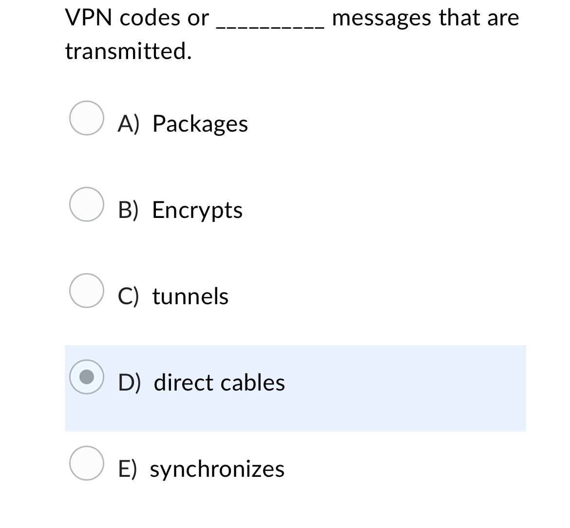 Solved VPN codes or messages that are transmitted.A) | Chegg.com