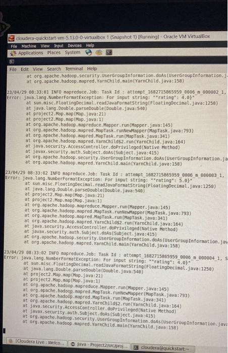 Solved 23/04/29 08:33:01 INF0 mapredece.Job: Task Id : | Chegg.com